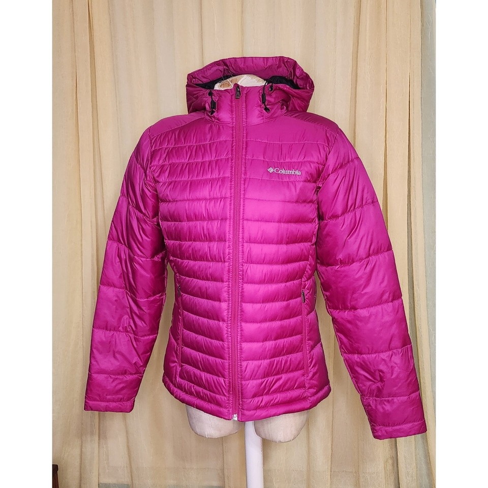 Columbia Pink Nylon Hooded Womens Puffer Jacket Size Small | eBay