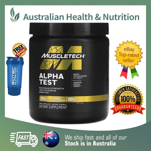 MUSCLETECH ALPHA TEST 240 CAPSULES + FREE SAME DAY SHIPPING & SHAKER ...
