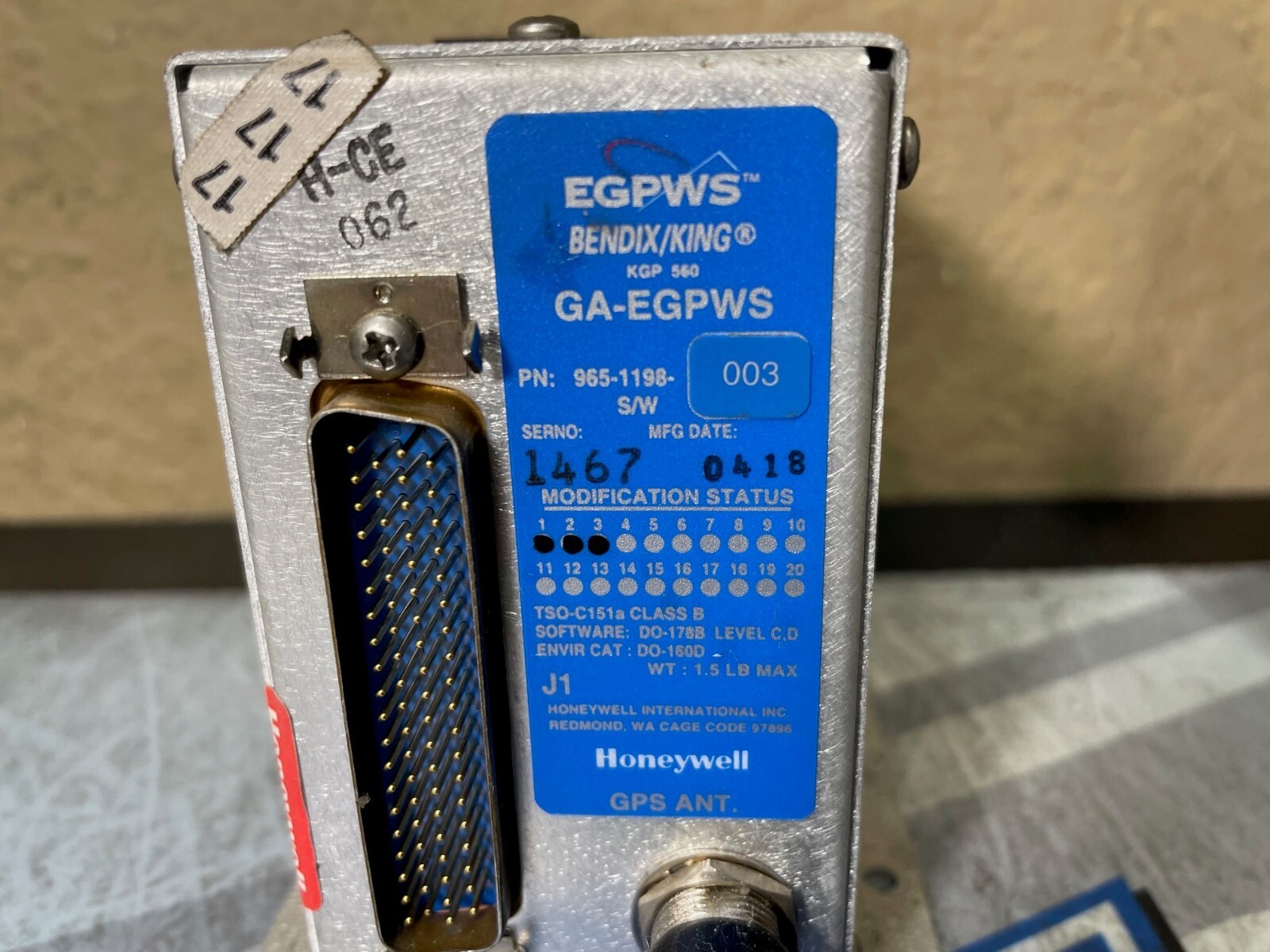Honeywell GA-EGPWS 965-1198-003 KNOWN INOP for sale online | eBay
