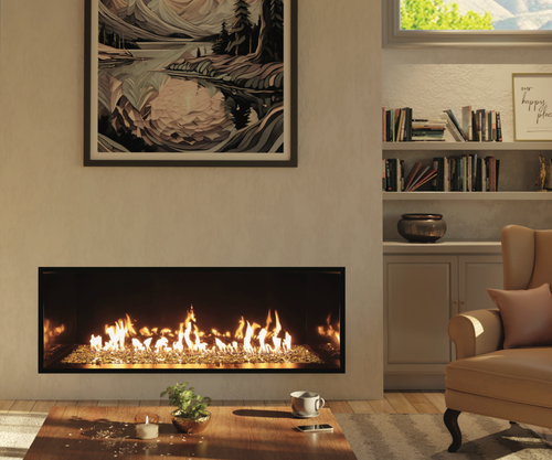 Summit Open Luxury 48" Linear Fireplace, Contemporary Bedrock, LP, SML ...