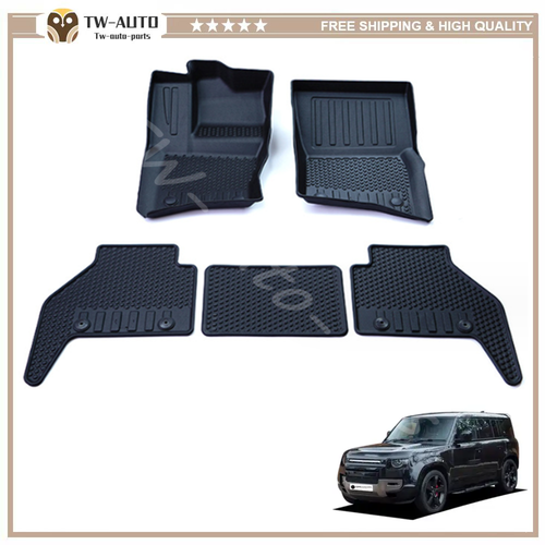 Land Rover Defender L663 110 Front & Rear Rubber Mats 5 Seat Floor Mats ...