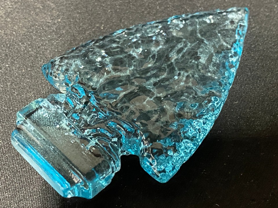 Blue Vaseline glass Native American Indian uranium arrowhead glow ...