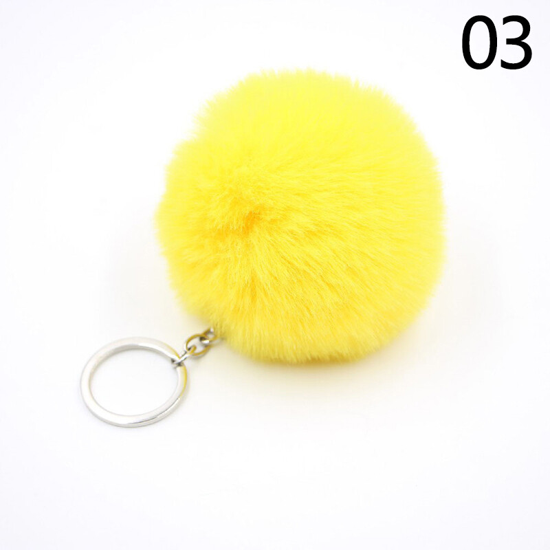 Soft Fur Fluffy Ball Keychain PomPom Key Chains Keyring Charms Handbag ...