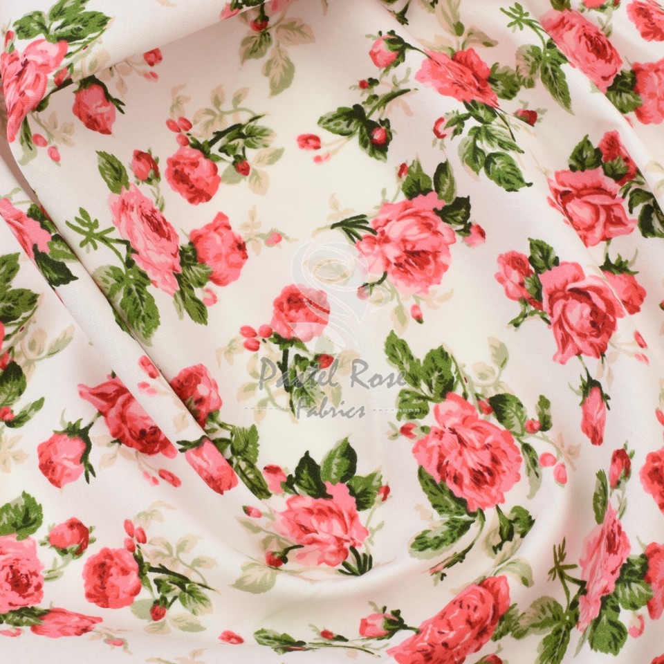 Vintage Queen Rose Floral 100% Cotton Fabric | Rose & Hubble Sewing ...