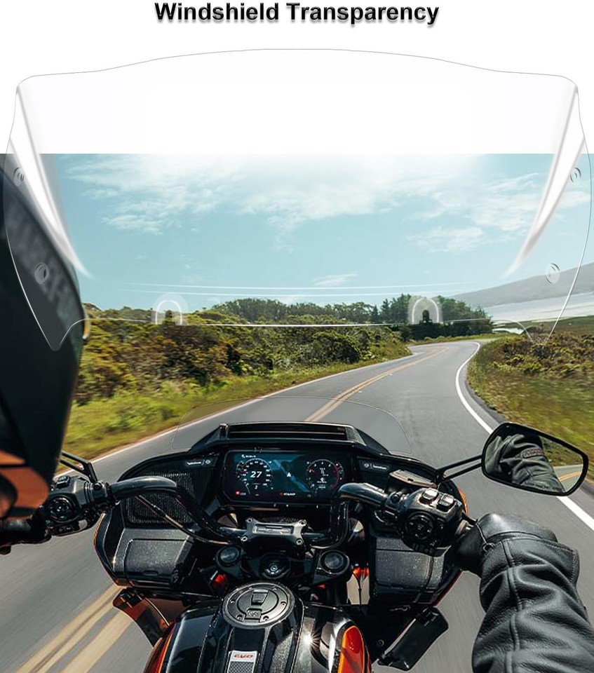 9" Wave Windshield Windscreen Wind Splitter Compatible with Harley ...