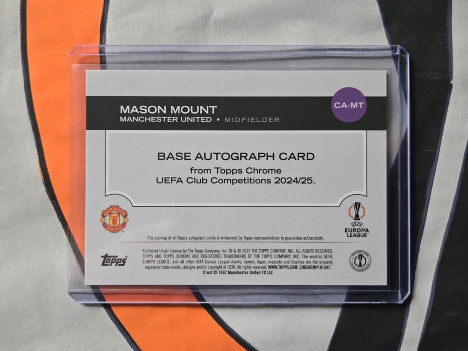Mason Mount- 2024-25 Topps Chrome UEFA- Blue Refractor /150 Autograph ...