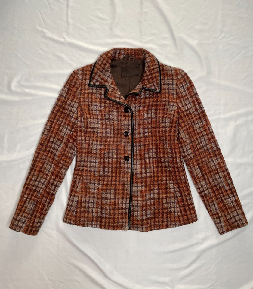 Vintage Prada Fall 1996 Brown Orange Tweed Jacket Carolyn Bessette ...