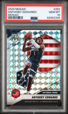 PSA 10 2020 Panini Mosaic #252 Anthony Edwards National Pride Rookie ...