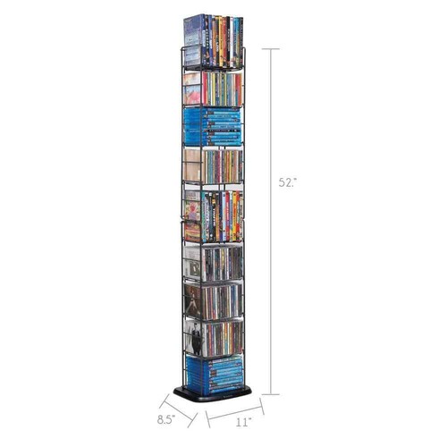 Atlantic Media Storage Tower CD DVD Black 8-Shelves Heavy Gauge Steel ...