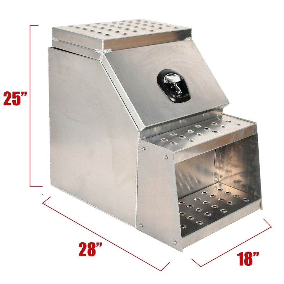 25"x28"x18" Aluminum Side Mount Semi Truck Tool Box Saddle Step Open ...