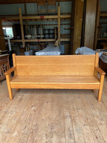 Unique Antique Solid Oak High Back Bench- 77" | eBay