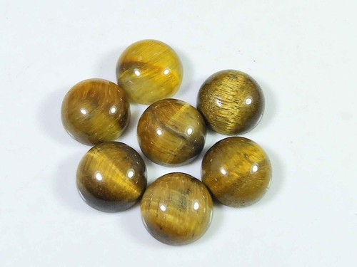 34Cts. Yellow Tiger Eye Round Healing Cabochon Loose Gemstone 7Pcs Lot 11MM N184 | eBay