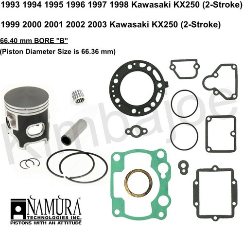 1993-2003 Kawasaki KX 250 Listed 66.40 mm BORE "B" Namura Piston Kit ...