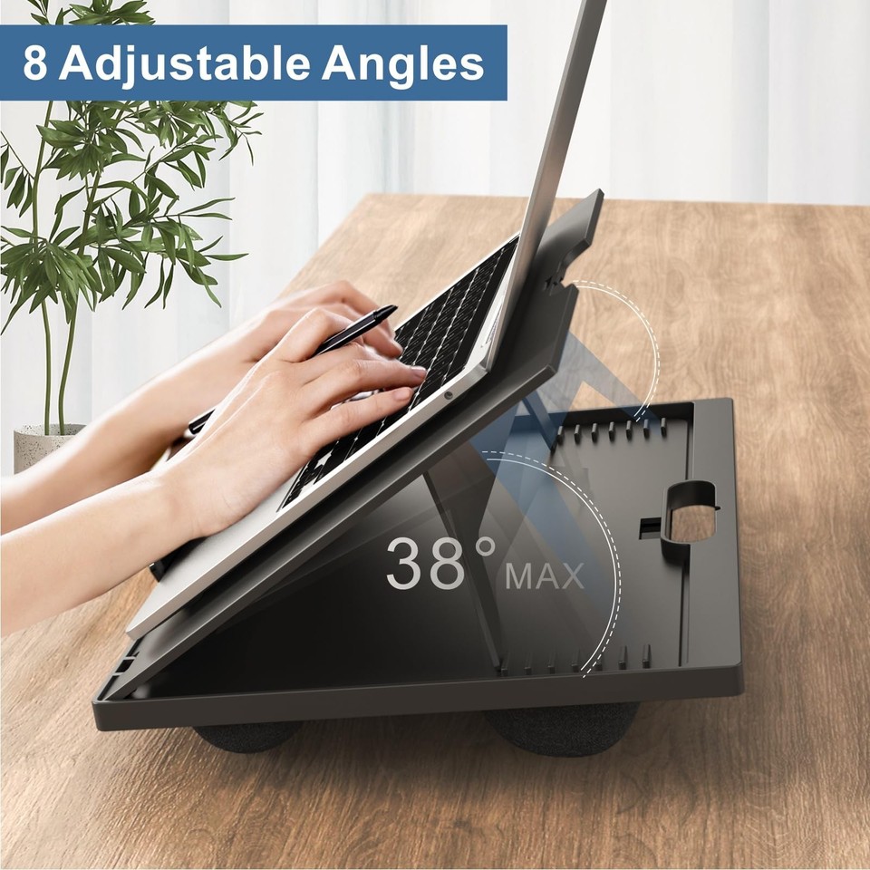 Adjustable Laptop Desk with 8 Angles - Cushioned Lap Desk for 15.6 Inch ...