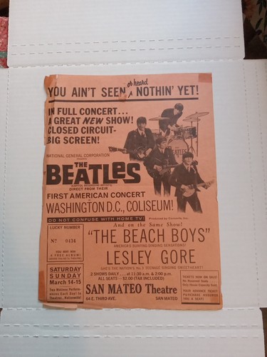 Vintage Beatles Concert 1964 HANDBILL Flyer Washington Concert Original ...