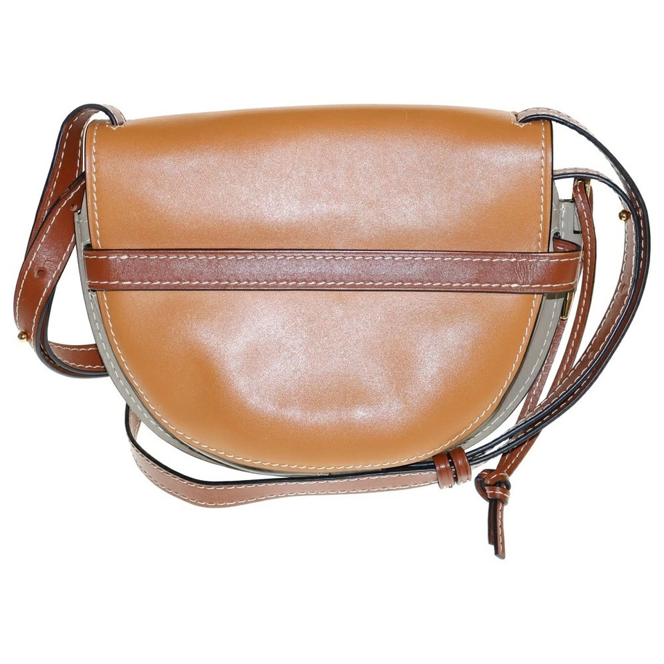 LOEWE Gate Bag Small Shoulder Bag Pochette Leather Brown Greige Gold ...