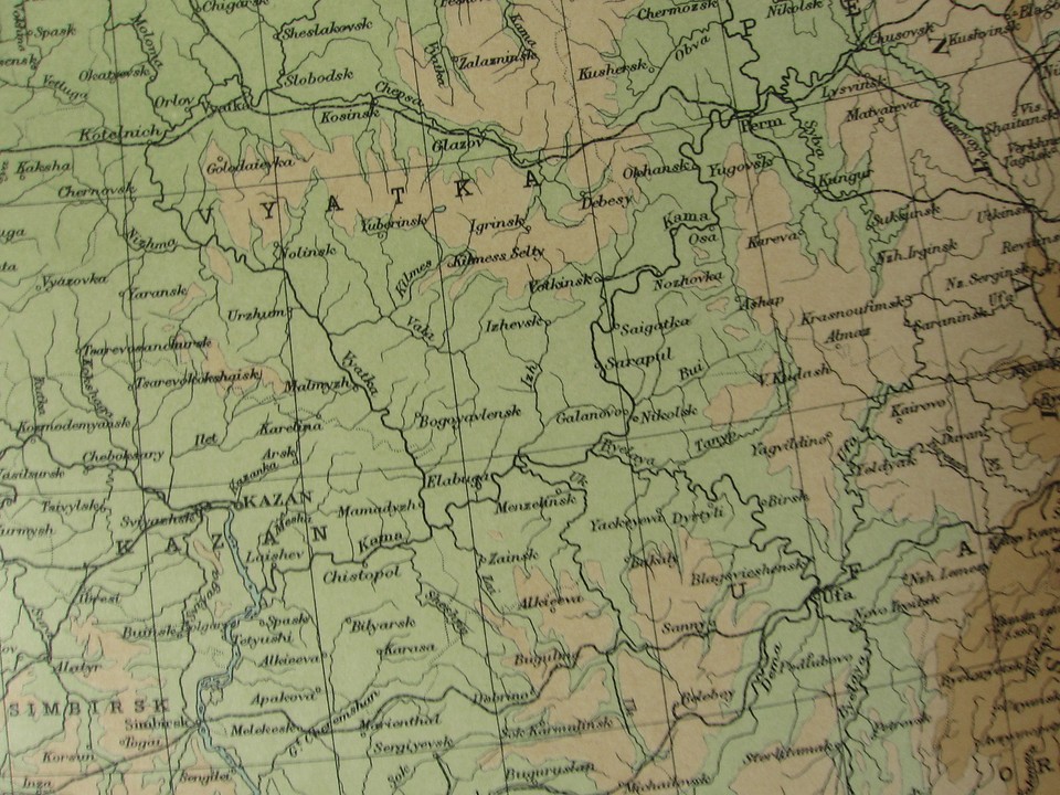 1922 Large Antique Map ~ Northern Russia & Finland ~ Vyatka Lapland | eBay