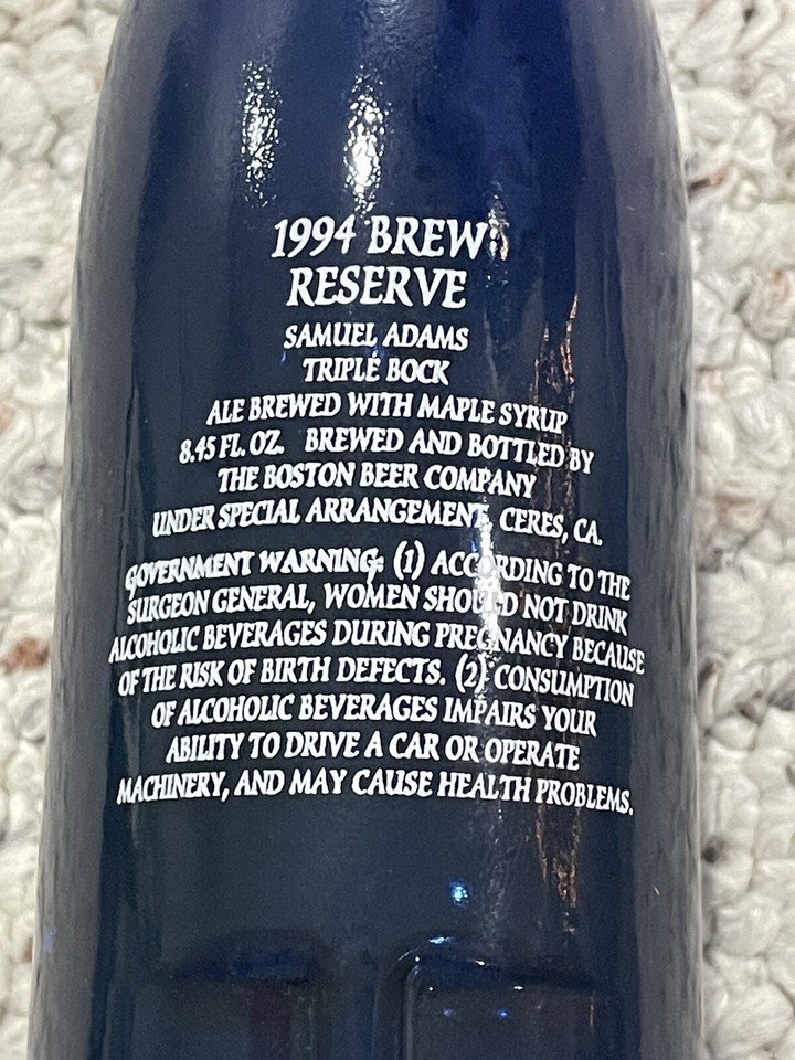 *RARE* ORIGINAL 1994 SAM ADAMS TRIPLE BOCK Empty Glass Bottle | eBay