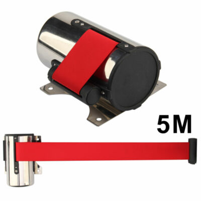 Wall Mount Queue Barrier Rope Posts Crowd Control Ribbon-Retractable 5M ...