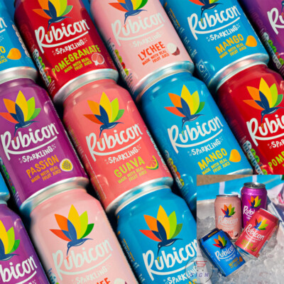 Rubicon Sparkling Drink Cans 330ml Fizzy Soft Drink with Real Fruit ...