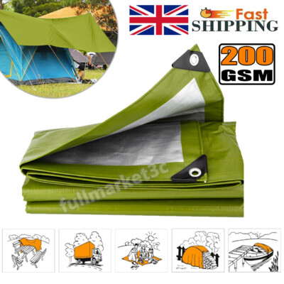 Heavy Duty Tarpaulin Waterproof Tarp Ground Sheet Cover Outdoor Tent ...
