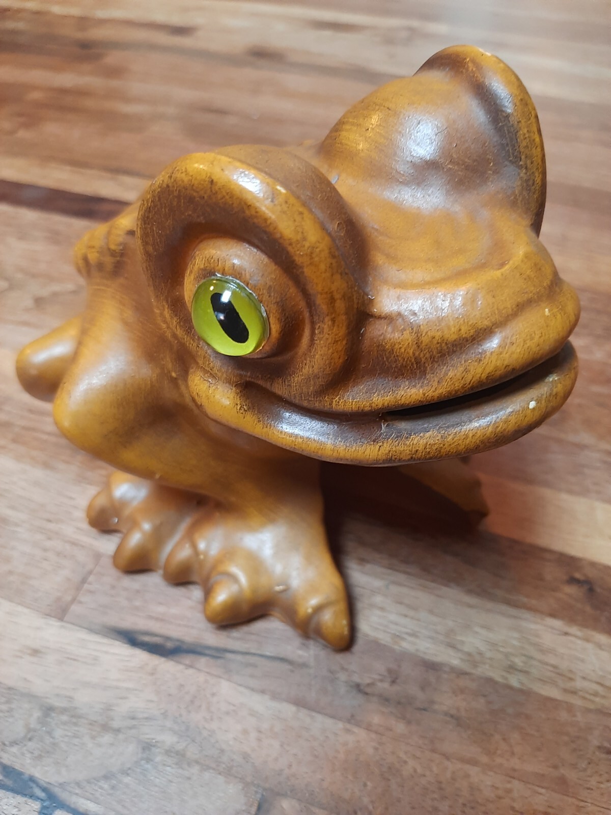 Vintage HAEGER Retro Ceramic Yellow Winking Frog Coin Bank With Glass ...