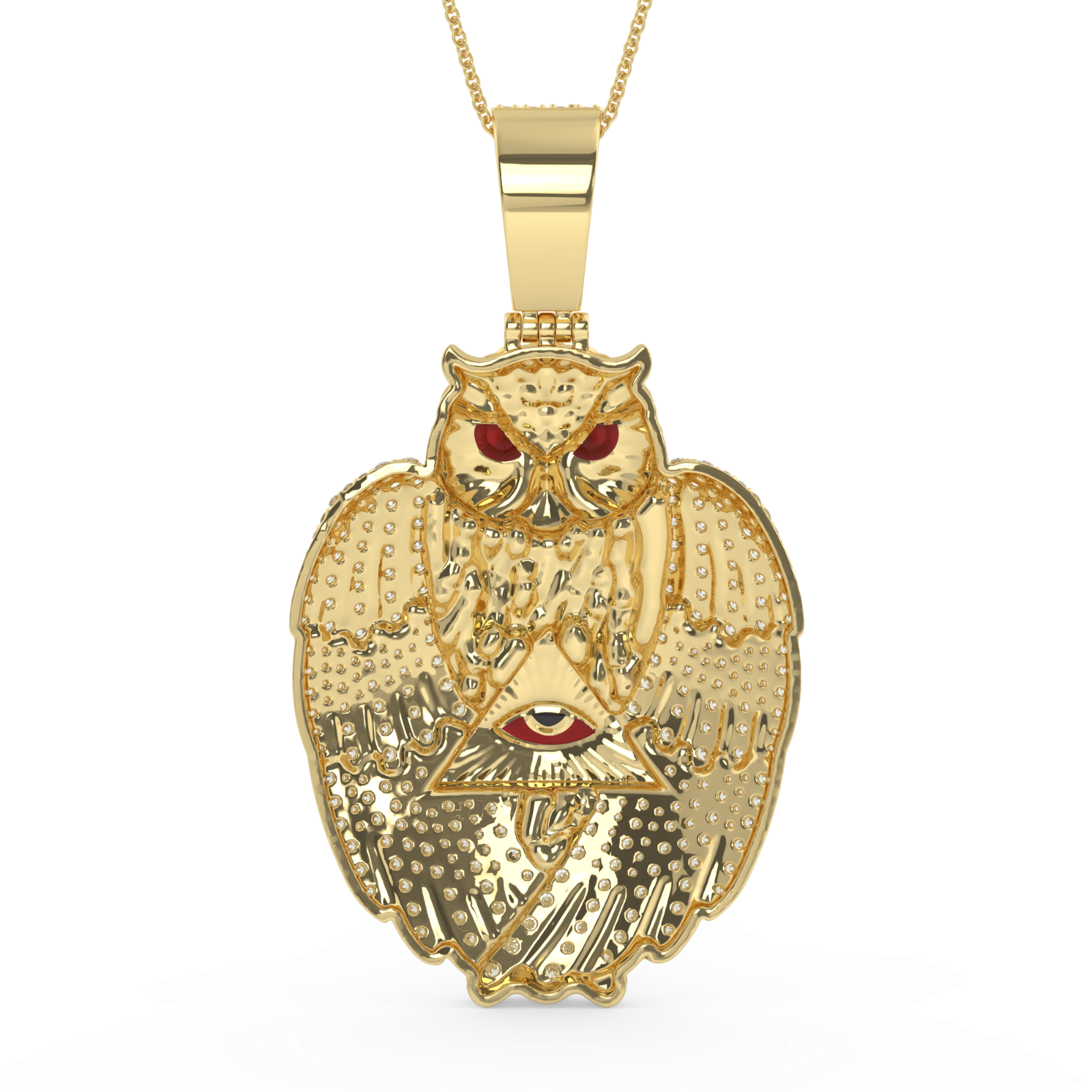 Real Moissanite Diamond Freemasonry Eye Masonic Owl 14K Gold Over ...