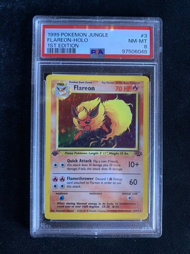 Pokemon PSA 8 NM-MT Flareon Jungle 1st Edition 1999 Holo 3/64 WOTC | eBay