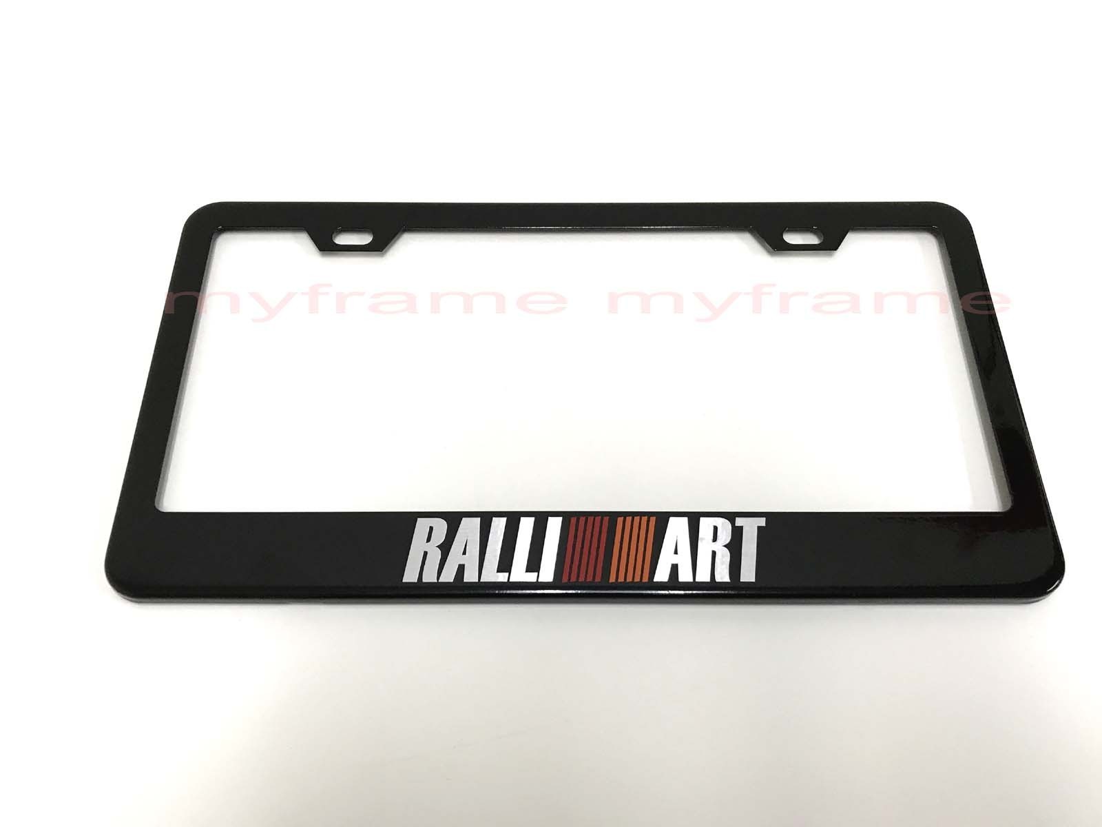 *RALLIART* Black Metal License Plate Frame Tag Holder with Caps | 1 ...