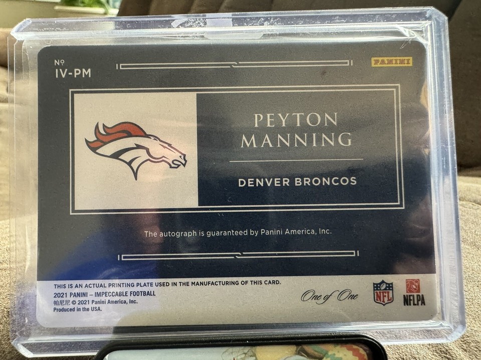 1/1 Printing Plate 2021 Peyton Manning Impeccable Victory On Card Auto ...
