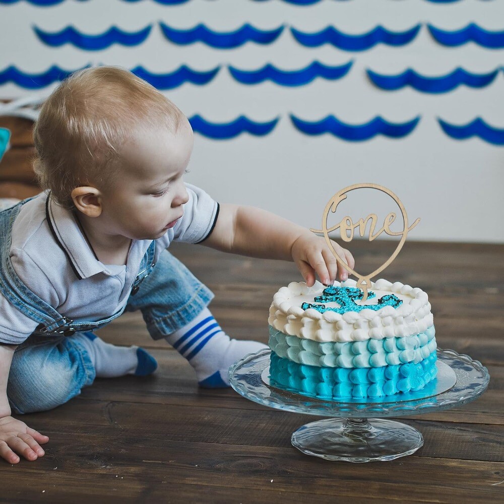 2 Pcs 2 Style Cake Toppers Round One Cake Topper New Cake Tag Cake Shop ...