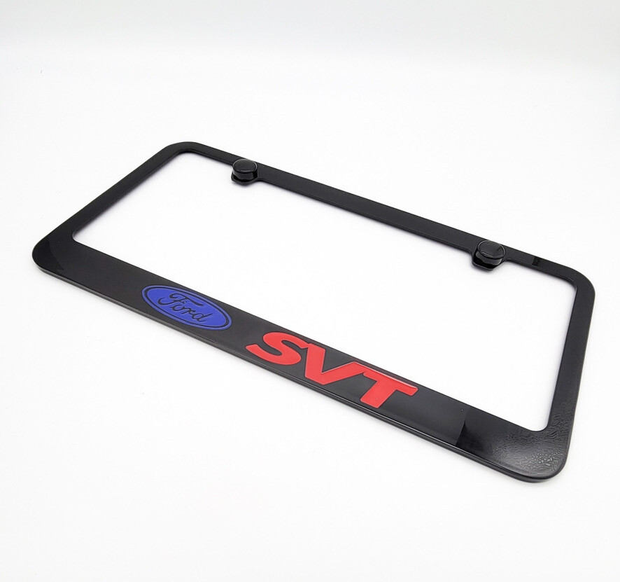 Ford SVT Red License Plate Frame Number Tag Engraved Black Powder ...