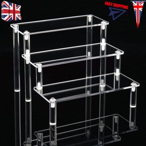 UK Acrylic Riser 3-Tier Self-Install Display Shelf Removable Rack for ...