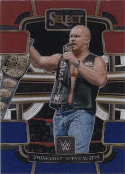 2024 Panini Select WWE - Concourse Steve Austin #45 Red & Blue Prizm ...