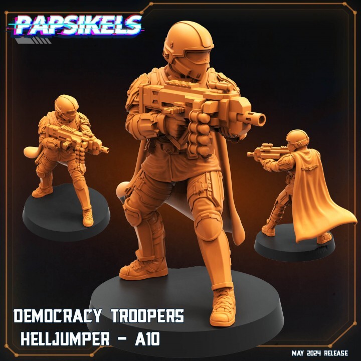 32mm Sci-fi miniatures, Democracy Trooper Grenade Launcher, tabletop ...