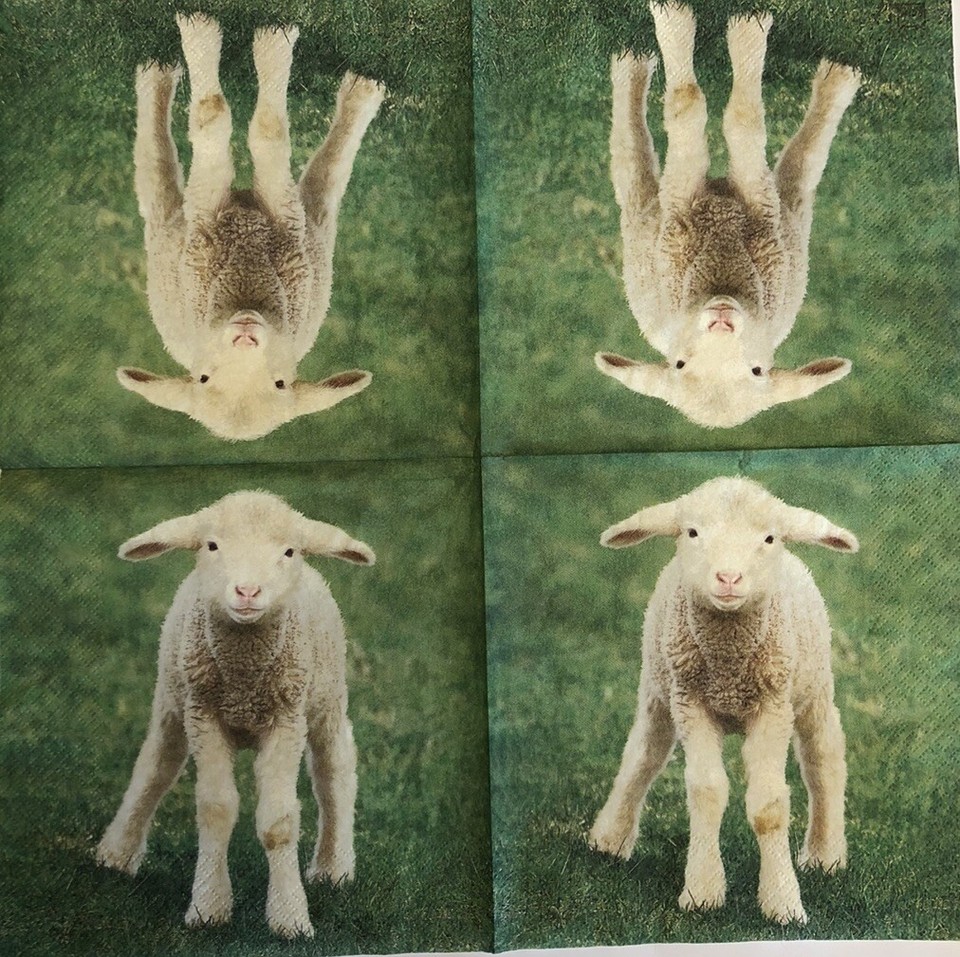 two Individual paper Luncheon napkins Decoupage Animal Sheep Lamb Farm ...