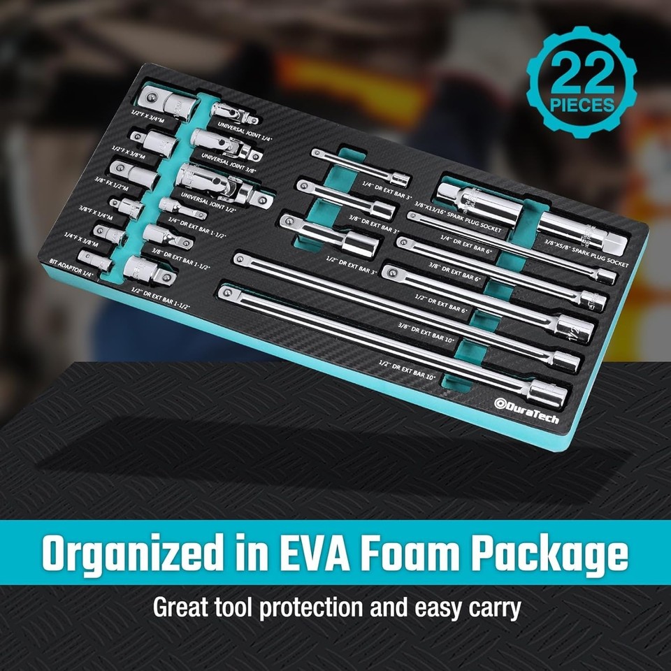 Complete Socket Accessory Set with EVA Organizer - 22 Pieces for ...