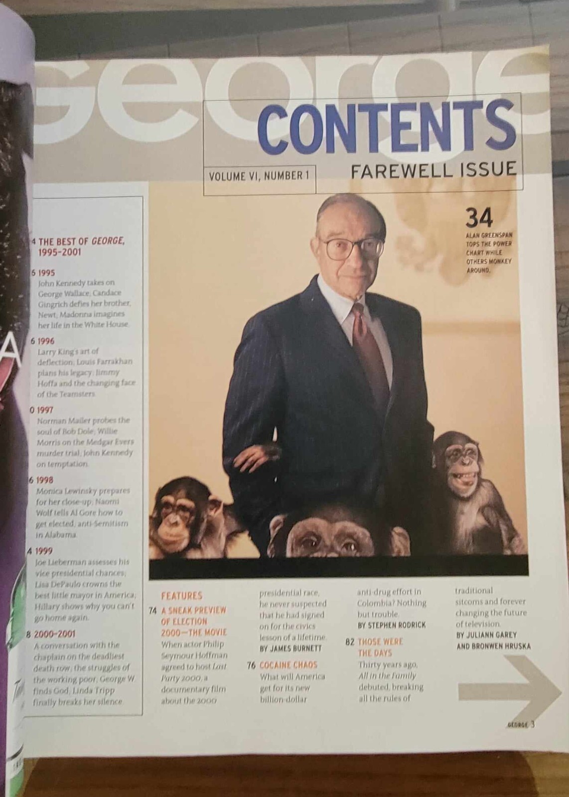 George Magazine JFK Jr. John F Kennedy Jr. Farewell Issue Vol VI Num 1 ...