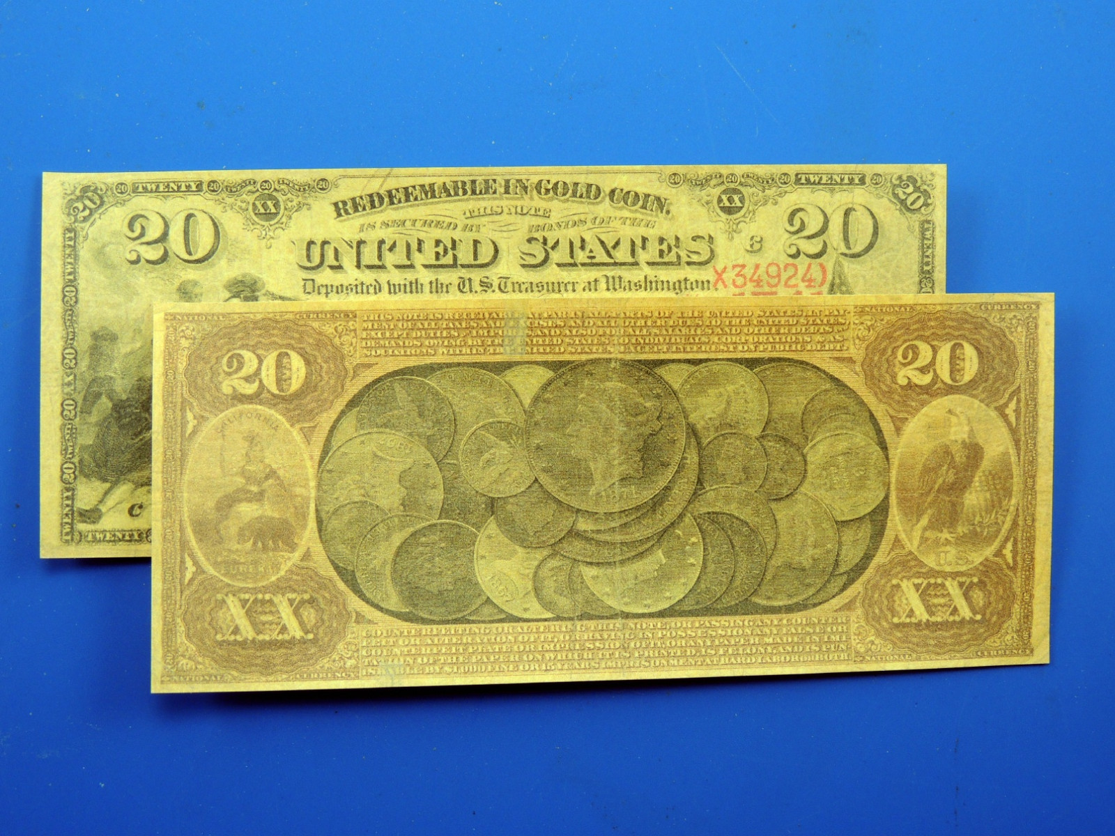 Reproduction $20 1875 National Gold Bank Note US Paper Money Currency ...