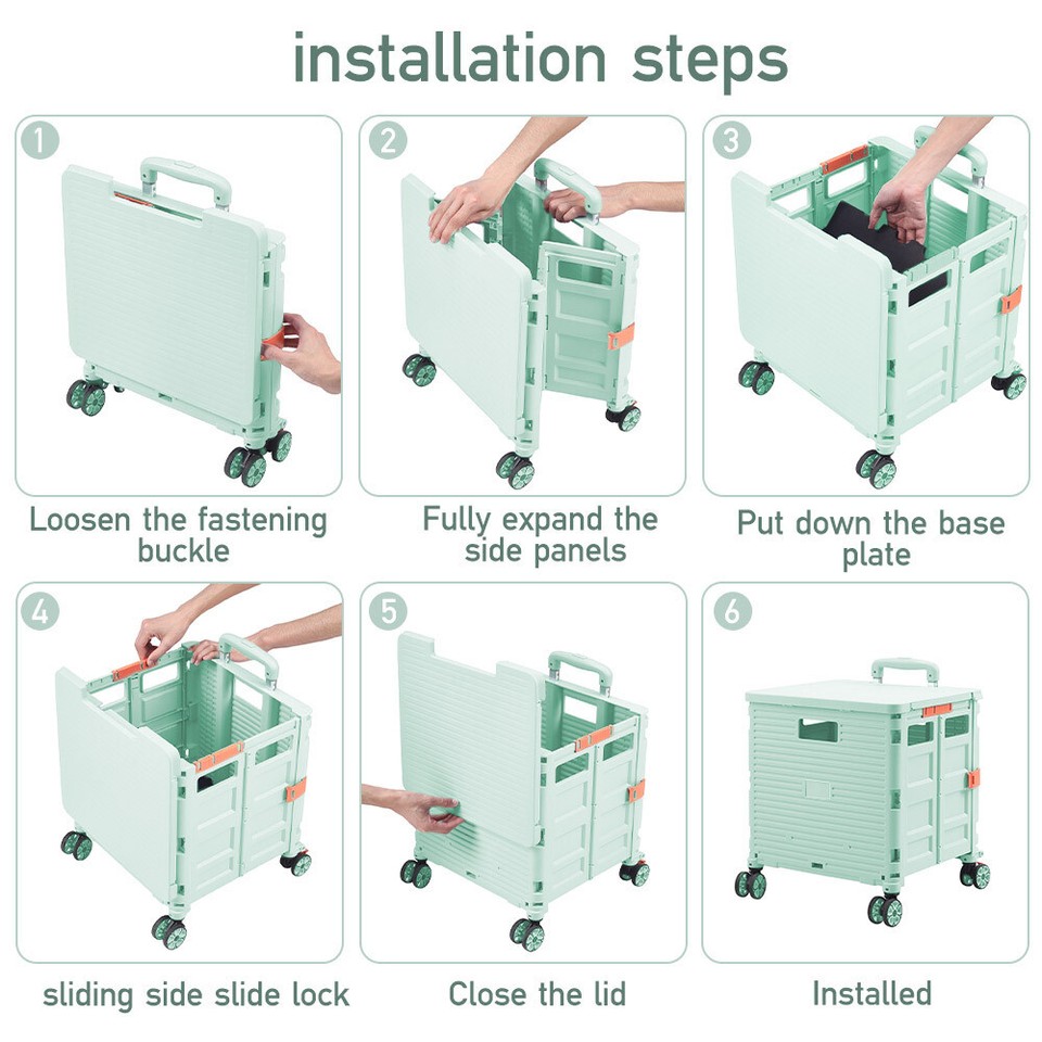 Collapsible Basket Box Folding Shopping Trolley Stair Climbing Crate ...