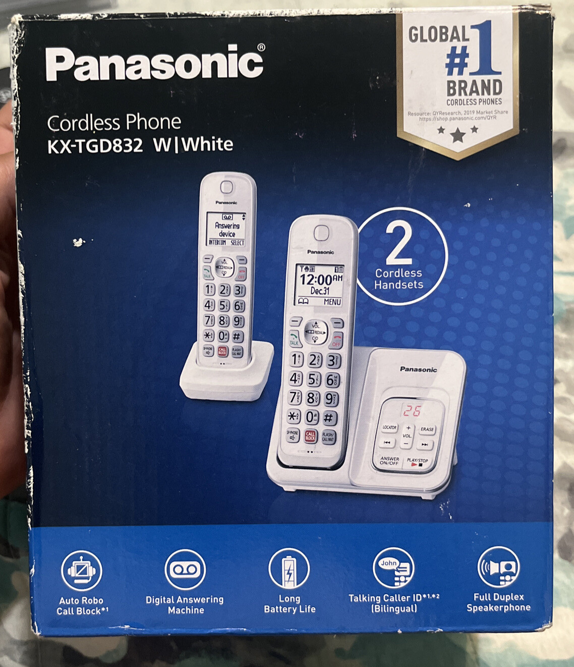 Panasonic+Cordless+Phone+Sys+KX-TGD832W+Digi+Ans+DECT+6.0+Call+ID+1.6 ...