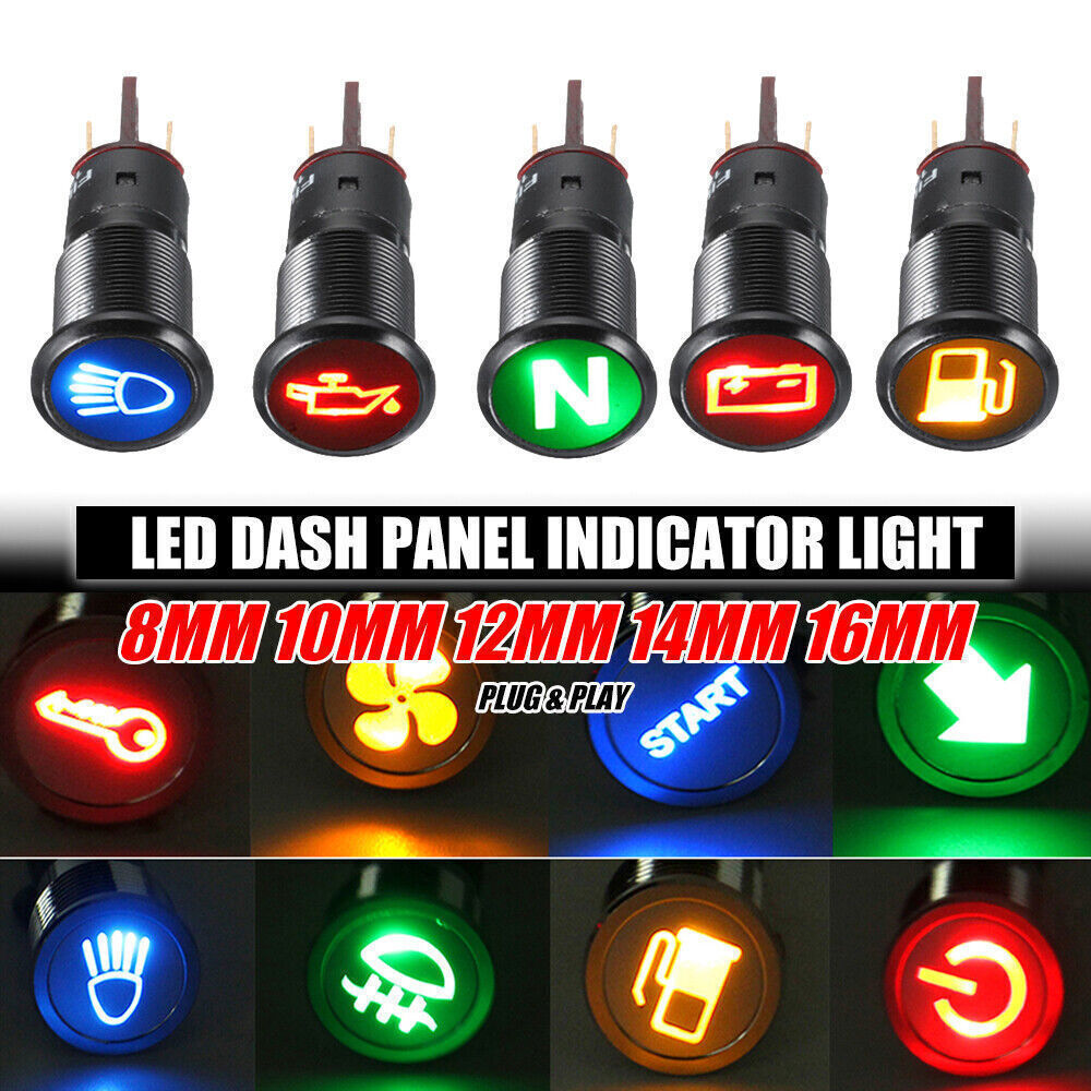 12mm LED Indicator Light Dash Dashboard Panel Warning Pilot Lamp ...