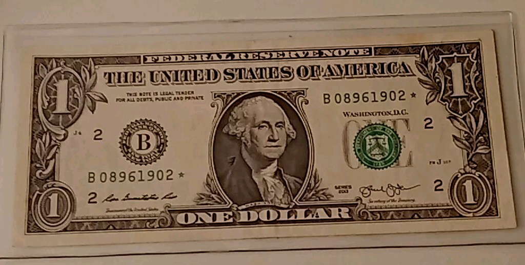 2013 One Dollar "Star Note" Serial Number B08961902 ️ Nice Condition ...