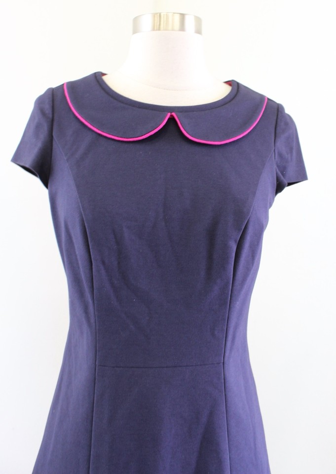 Boden Navy Blue Peter Pan Collar Ponte Knit A Line Dress Size US 4R 4 ...
