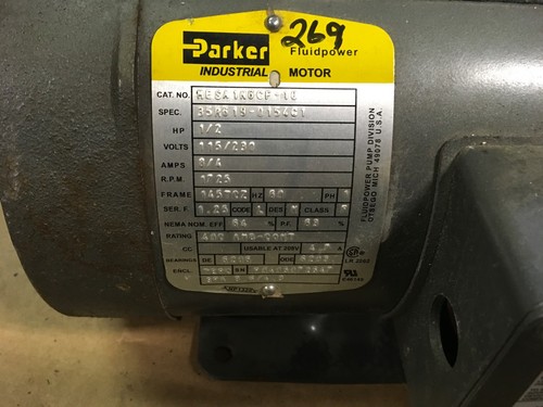 Parker 1/2hp motor #MESA1N6CF-10 115/230v 1725rpm 1ph frame-145TCZ ...