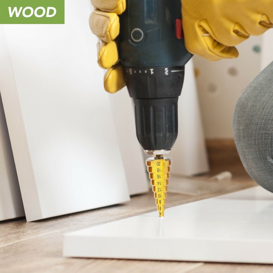 3 Pcs Large HSS Steel Step Cone Drill Titanium Bit Set Hole Cutter 4-12 ...