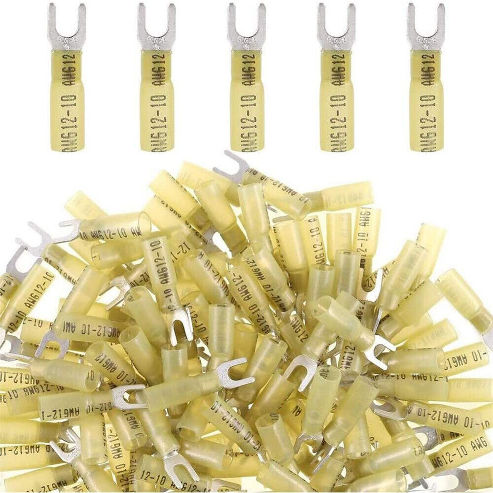 Heat Shrink Fork #10 M5 Stud Wire Spade Crimp 22-10AWG Terminals ...