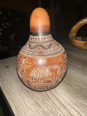 Vintage PERUVIANHand Carved GOURD Andes Peru Beach Farm | eBay