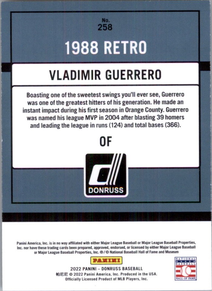 2022 Donruss Holo Red #258 Vladimir Guerrero RETRO - BB | eBay