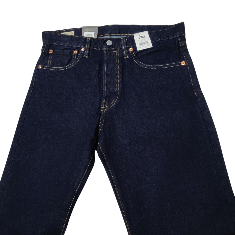 Levis 501 Original Fit Jeans Rinse Dark Blue Wash Pre Shrunk All Sizes ...